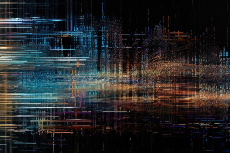 Close-up of Digital Glitch, with Individual Pixels and Lines Visible ...