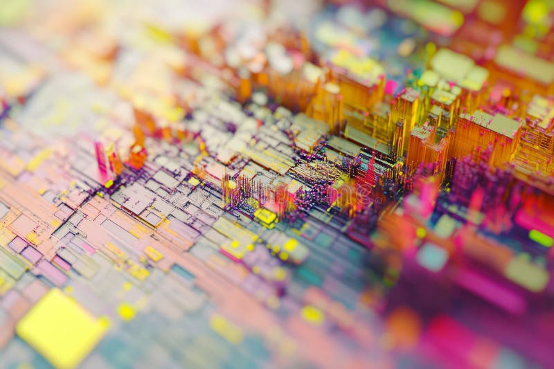 Close-up of Digital Glitch Texture, Fragmented Pixels in Bold Neon ...