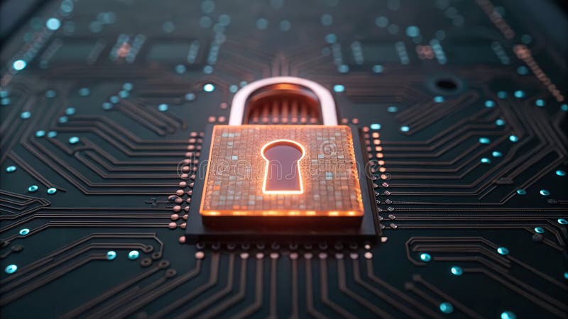 Close Up of Digital Lock Circuit Board, Symbolizing Cybersecurity Stock ...