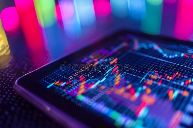 Closeup of a Digital Tablet Showing Interactive Graphs of Global Stock ...
