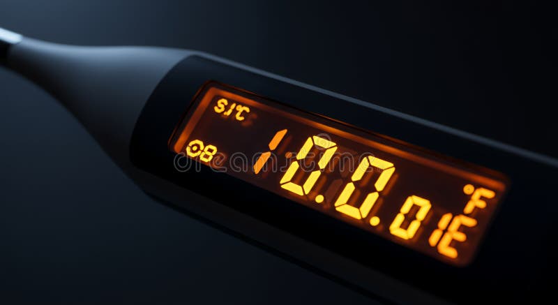 Digital Thermometer Displaying Temperature Reading Stock Illustration ...