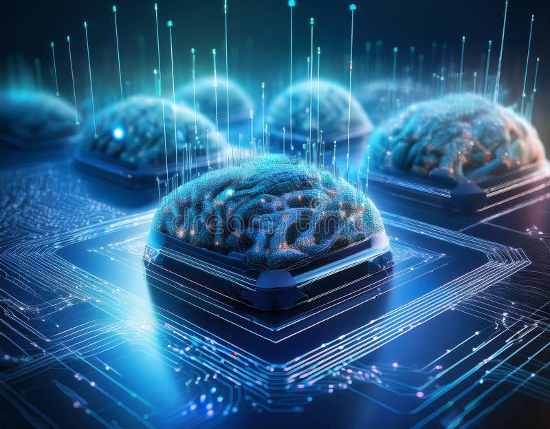 Close-Up of Digital Twins Technology Stock Illustration - Illustration ...