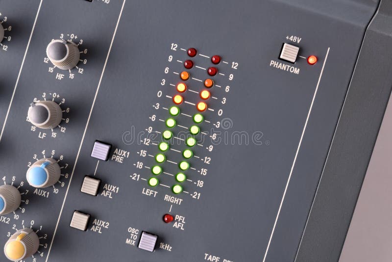Close Up Digital Vu-meter Sound Mixer Top View Stock Photo - Image of ...
