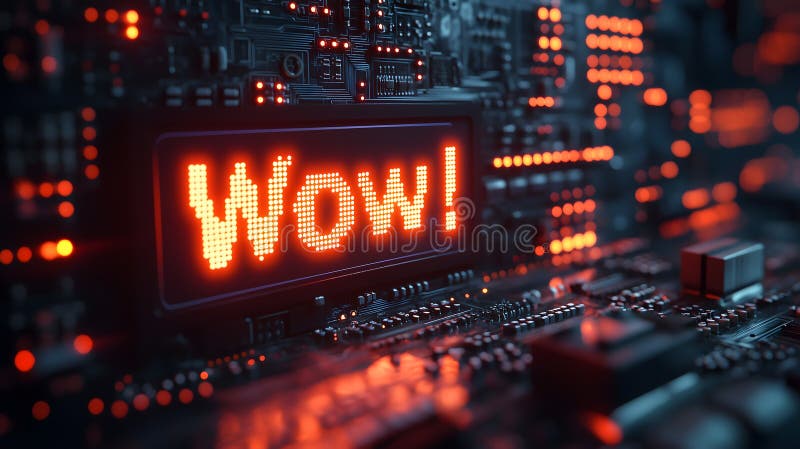 Close-up of Digital Wow Code Displayed on a Futuristic Screen ...