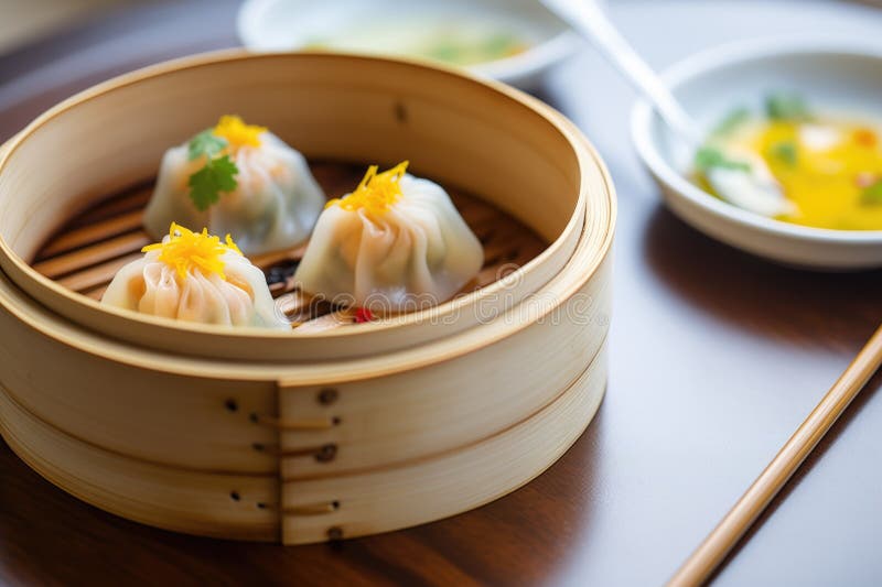 Close-up of Dim Sum Dumpling with Visible Filling Stock Image - Image ...