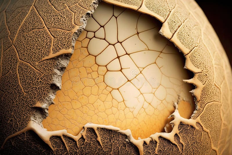 Close-up of Dinosaur Eggshell, with Visible Pores and Cracks Stock ...