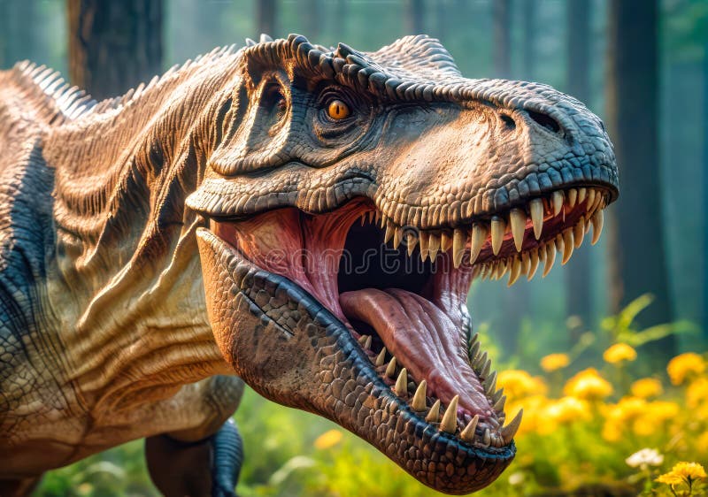 Ferocious dinosaur roaring stock illustration. Illustration of nature ...