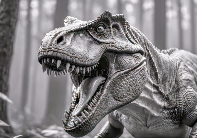 Ferocious dinosaur roaring stock illustration. Illustration of foliage ...