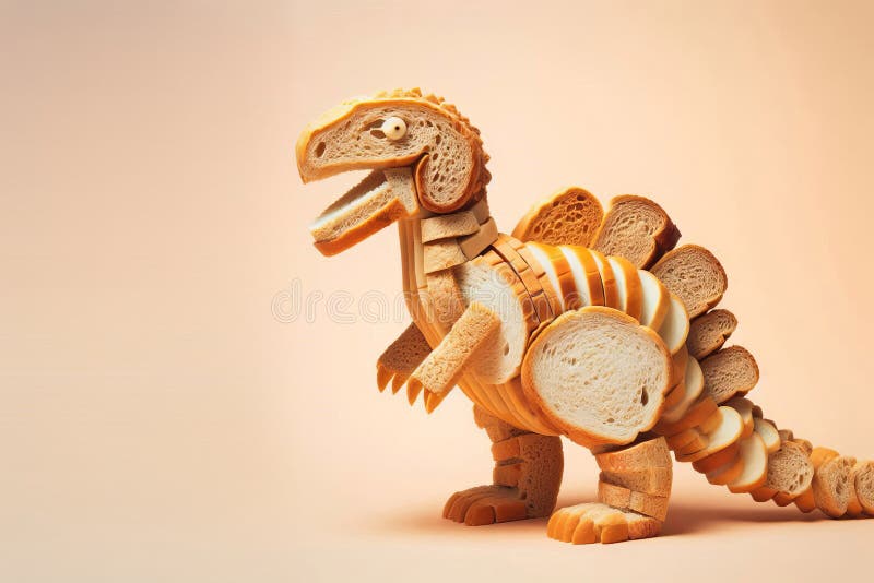Close Up of Dinosaur Made Out of Sliced Bread, Fun and Playful Design ...