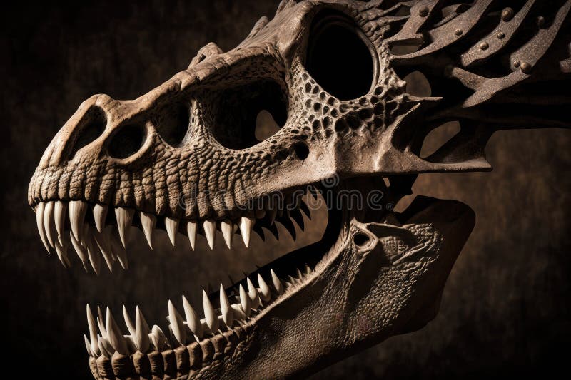 Close Up Of Dinosaur Skull With The Teeth And Jaws In Full View Stock Illustration