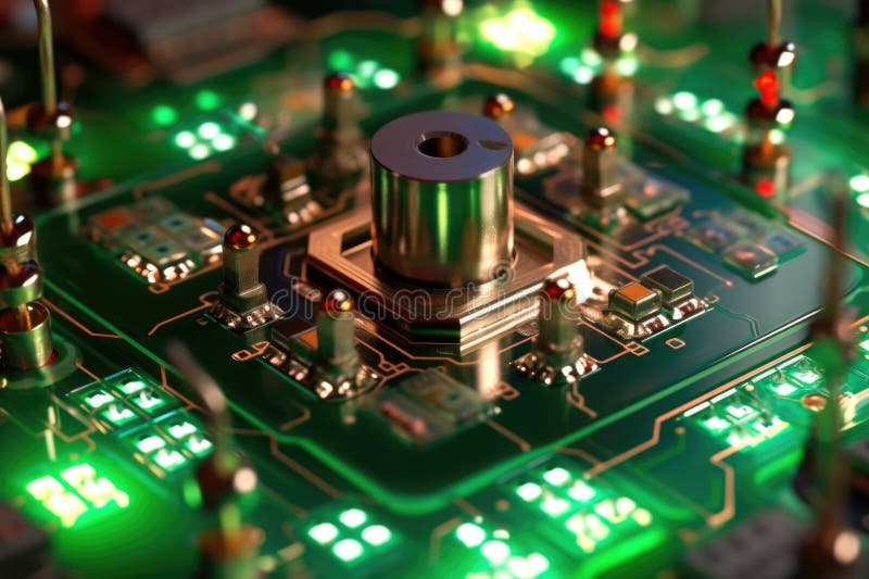 Close-up of a Diode on a Green Circuit Board Stock Illustration ...