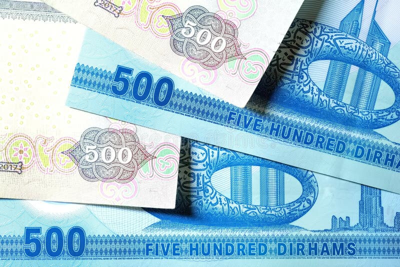 Close Up New Dirhams Currency, AED, Bank Note and Coins, United Arab ...