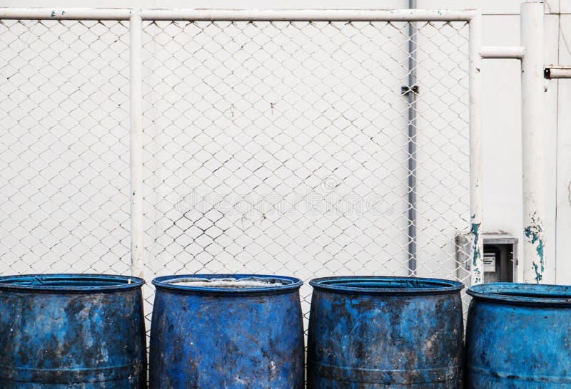 Close Up, Dirty Blue Plastic Garbage Containers Stock Image - Image of ...