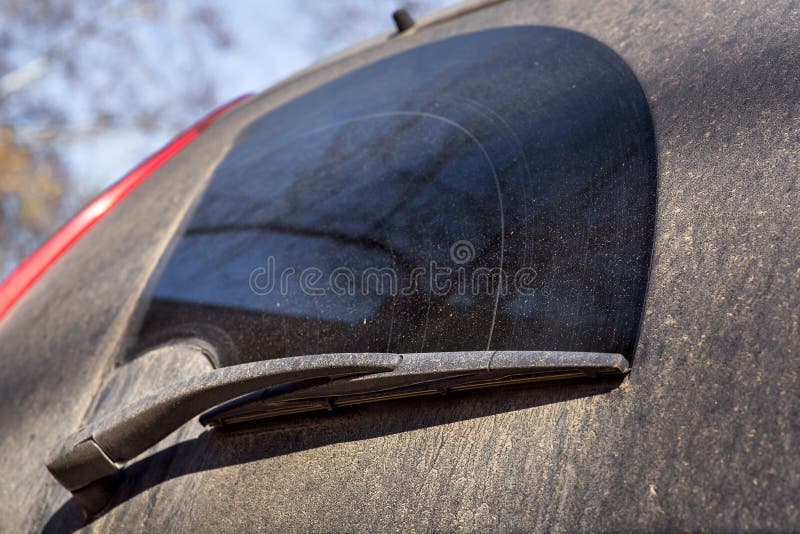Close Up of a Dirty Car Wiper. Stock Image - Image of layer, dust ...