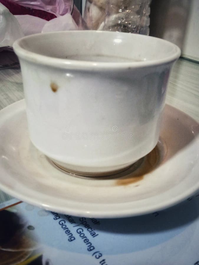 Dirty Coffee Cup on the Glass Table. Stock Image - Image of cappuccino ...