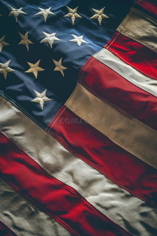 Close-up of Dirty American Flag, Red, Blue and White Stock Illustration ...
