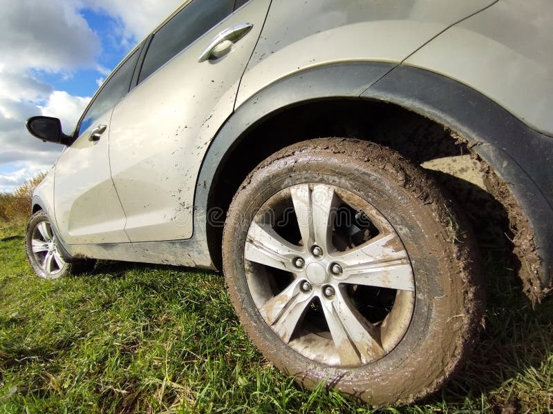 Close-up of Dirty Wheels of an Off-road Car in the Mud Stock Photo ...