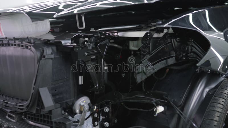Disassembled Car Front End Showing Internal Components Stock Footage ...