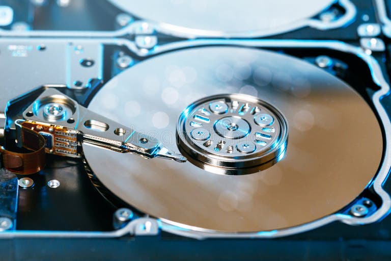 Close Up of Disassembled Hard Disk with Abstract Reflection Stock Image ...