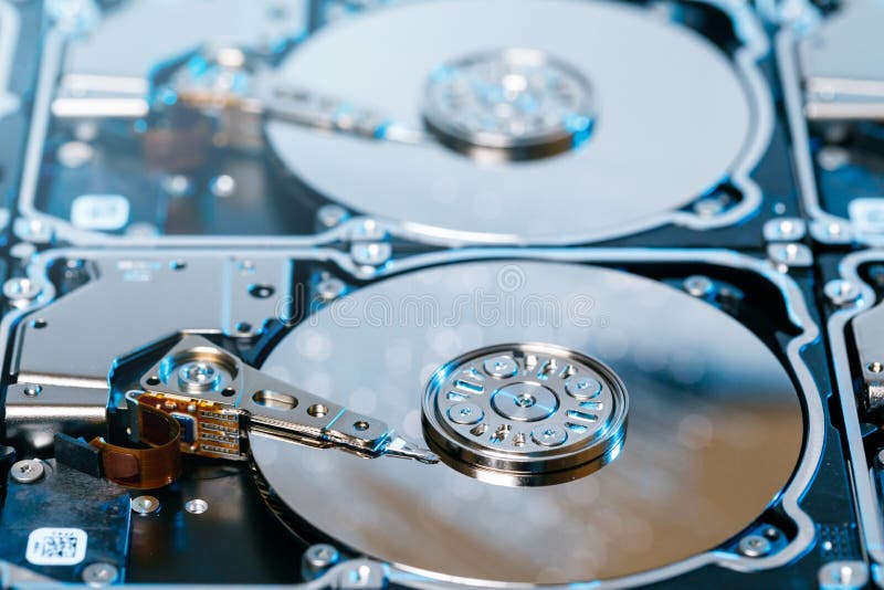 Close Up of Disassembled Hard Disk with Abstract Reflection Stock Image ...