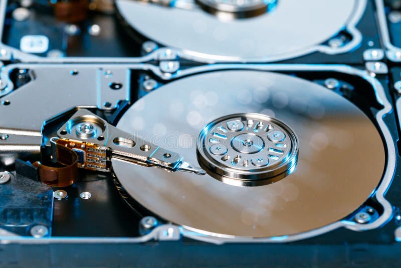 Close Up of Disassembled Hard Disk with Abstract Reflection Stock Image ...