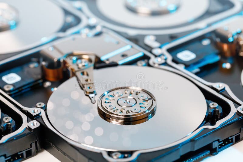 Close Up of Disassembled Hard Disk with Abstract Reflection Stock Photo ...