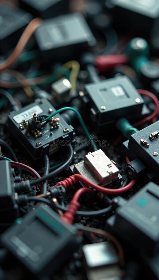 Close Up Discarded Laptop Leads Pile Obsolete Devices, E Waste , Waste ...