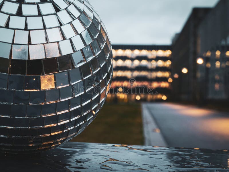 Close-up of Disco Ball in Front of Building Stock Photo - Image of ...
