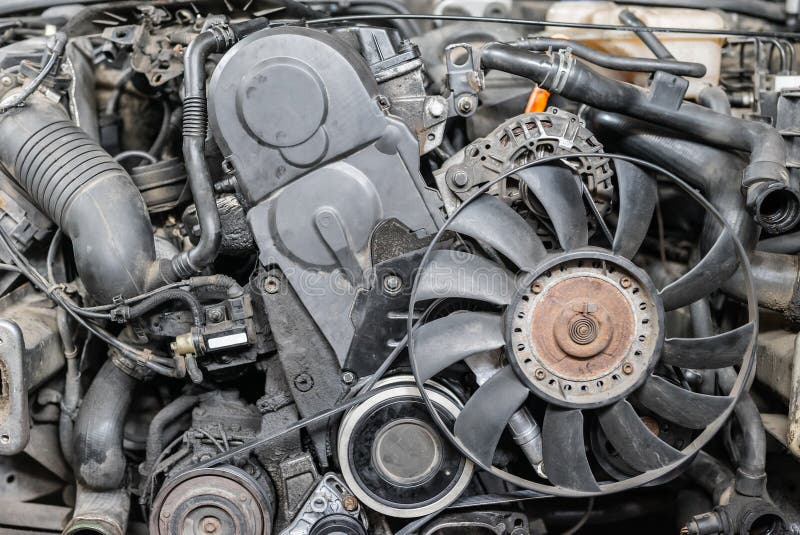 Dismantled Car Engine in a Car Workshop Stock Photo - Image of ...