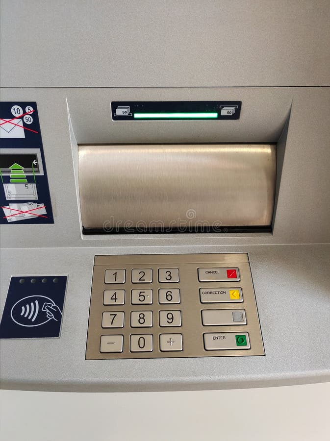 A Close-up of the Display with Numbers-buttons of the ATM Stock Image ...