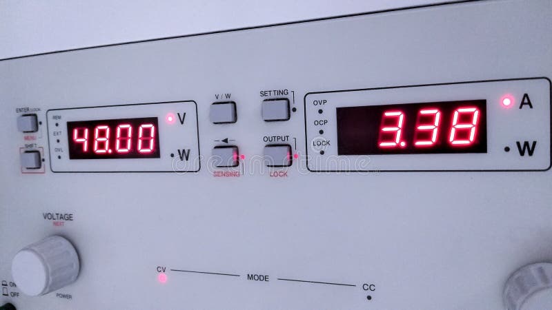 Close Up the Display of Programmable DC Power Supply Stock Photo ...