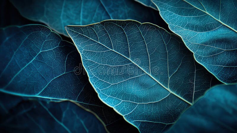 Leaf Gradient Wallpaper with Rich Blue Tones in Close-up View Stock ...