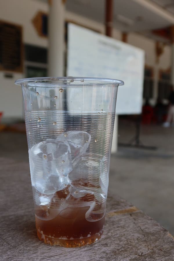 Close-up of a Disposable Plastic Cup with Ice Copy Space Selectable ...