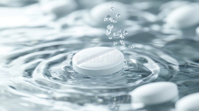 Close Up of Dissolving White Paracetamol Tablet in Water Stock ...