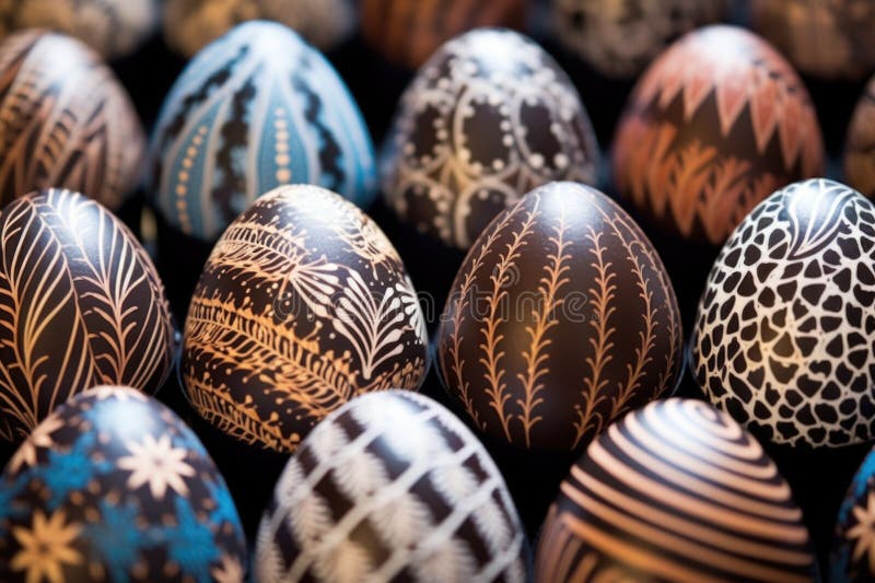 Close-up of Distinct Patterns on Dark Chocolate Easter Eggs Stock Photo ...