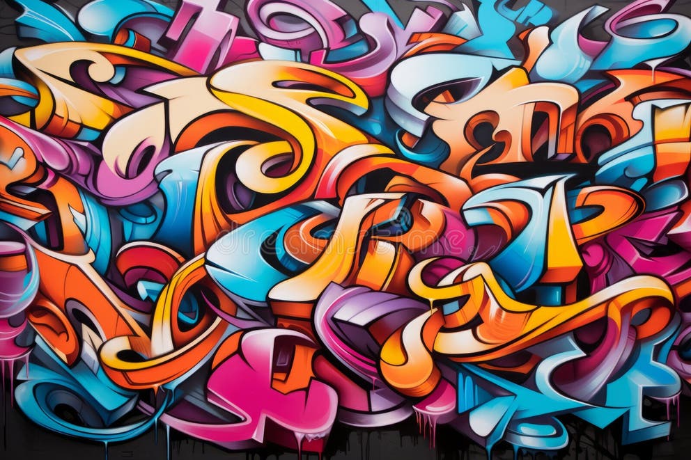 A Close Up of Distorted Typography in a Graffiti Mural, Distorting ...