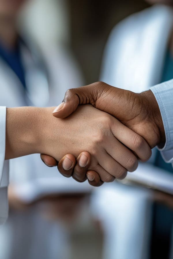 Close-up of Diverse Doctors Shaking Hands in a Professional Setting ...