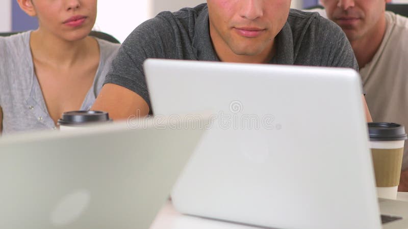 Close Up of Diverse Group of Office Workers at Laptop Stock Video ...