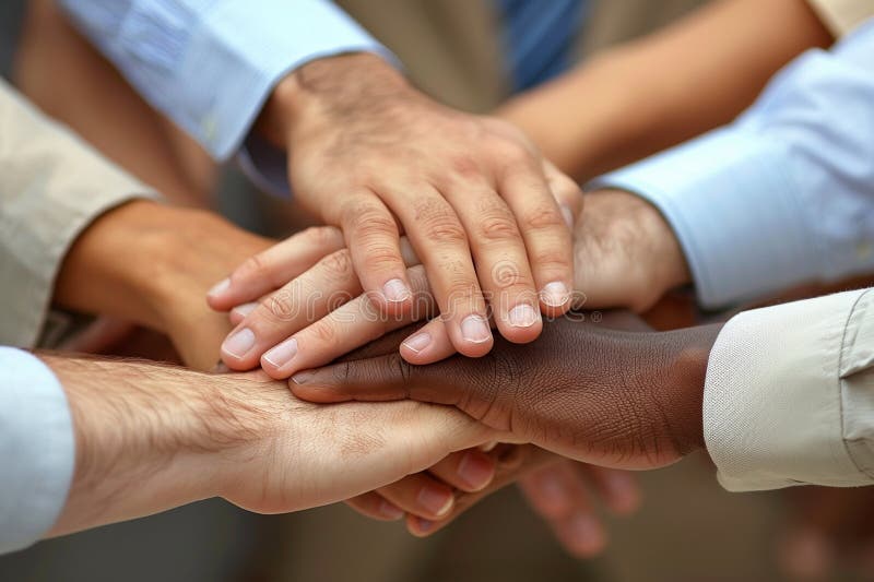 Close-up of Diverse Hands Stacked Together in a Gesture of Unity and ...
