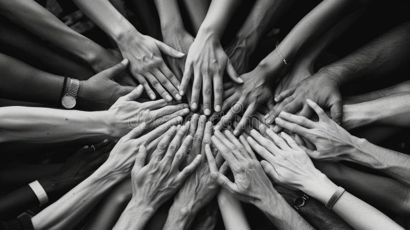 Close Up of Diverse People Hands Putting Hands Together. Collaboration ...