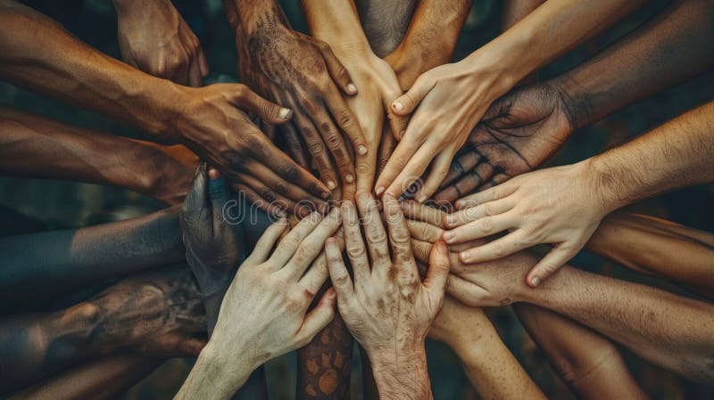 Close Up of Diverse People Hands Putting Hands Together. Collaboration ...