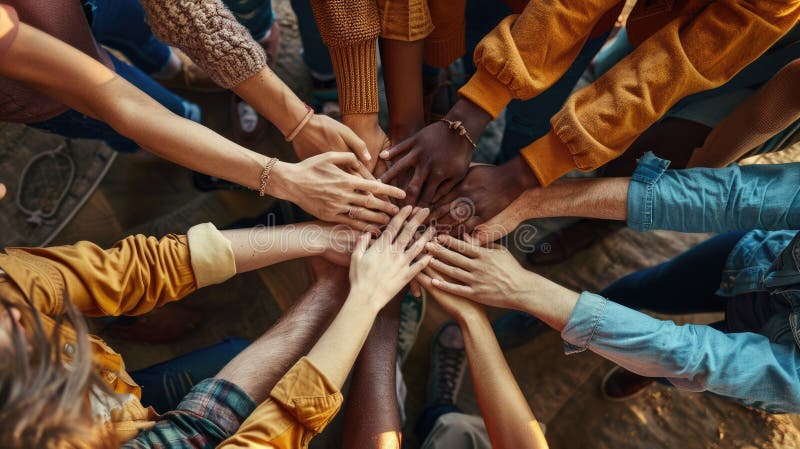 Close Up of Diverse People Hands Putting Hands Together. Collaboration ...
