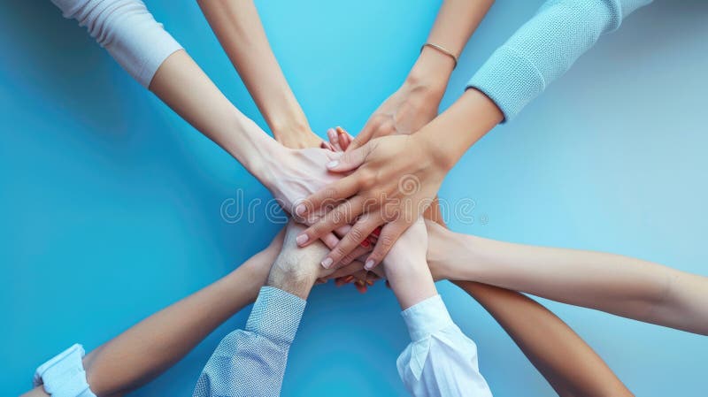Close Up of Diverse People Hands Putting Hands Together. Collaboration ...