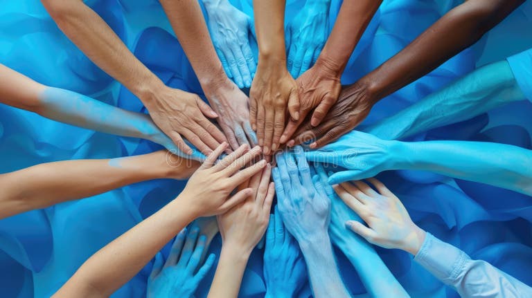 Close Up of Diverse People Hands Putting Hands Together. Collaboration ...