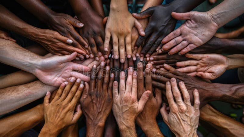 Close Up of Diverse People Hands Putting Hands Together. Collaboration ...