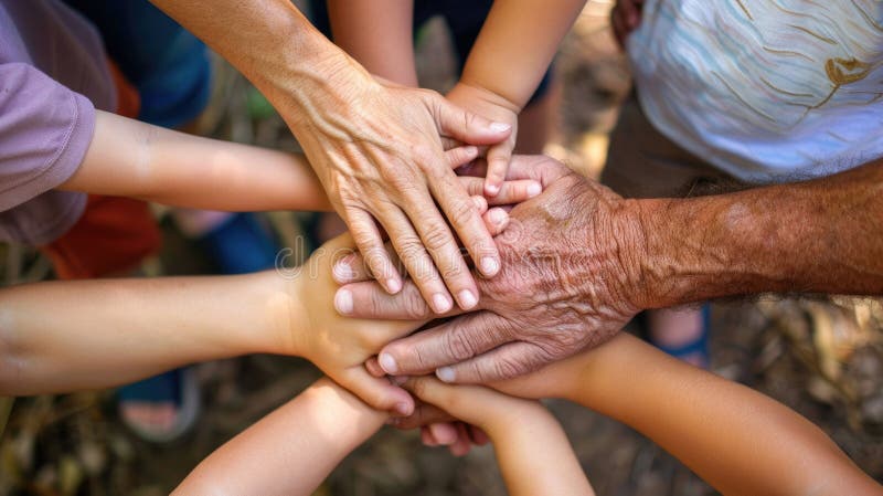 Close Up of Diverse People Hands Putting Hands Together. Collaboration ...