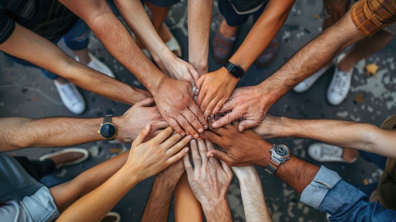Close Up of Diverse People Hands Putting Hands Together. Collaboration ...