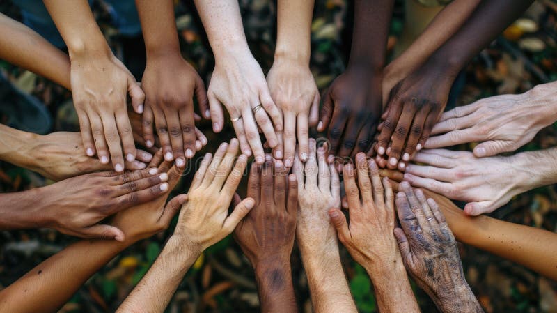 Close Up of Diverse People Hands Putting Hands Together. Collaboration ...