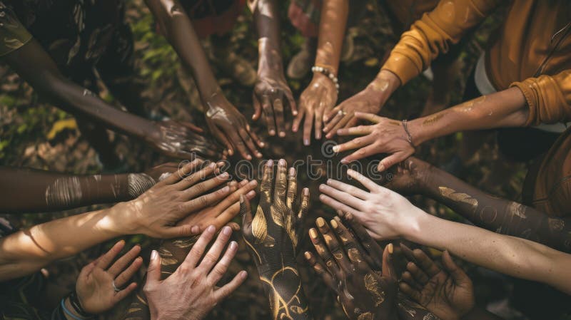 Close Up of Diverse People Hands Putting Hands Together. Collaboration ...