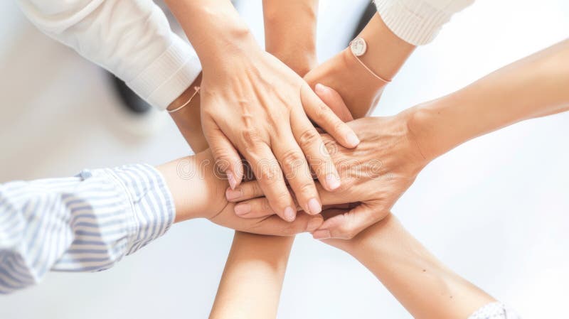 Close Up of Diverse People Hands Putting Hands Together. Collaboration ...